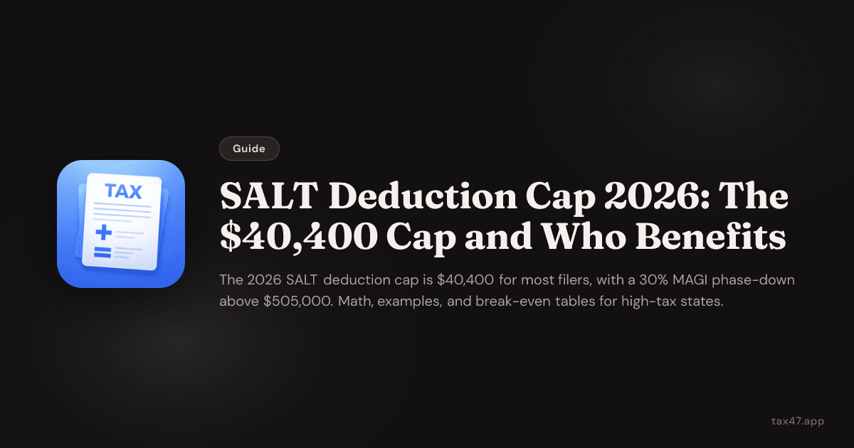 SALT Deduction Cap 2026: $40,400 & Who Benefits — Tax47
